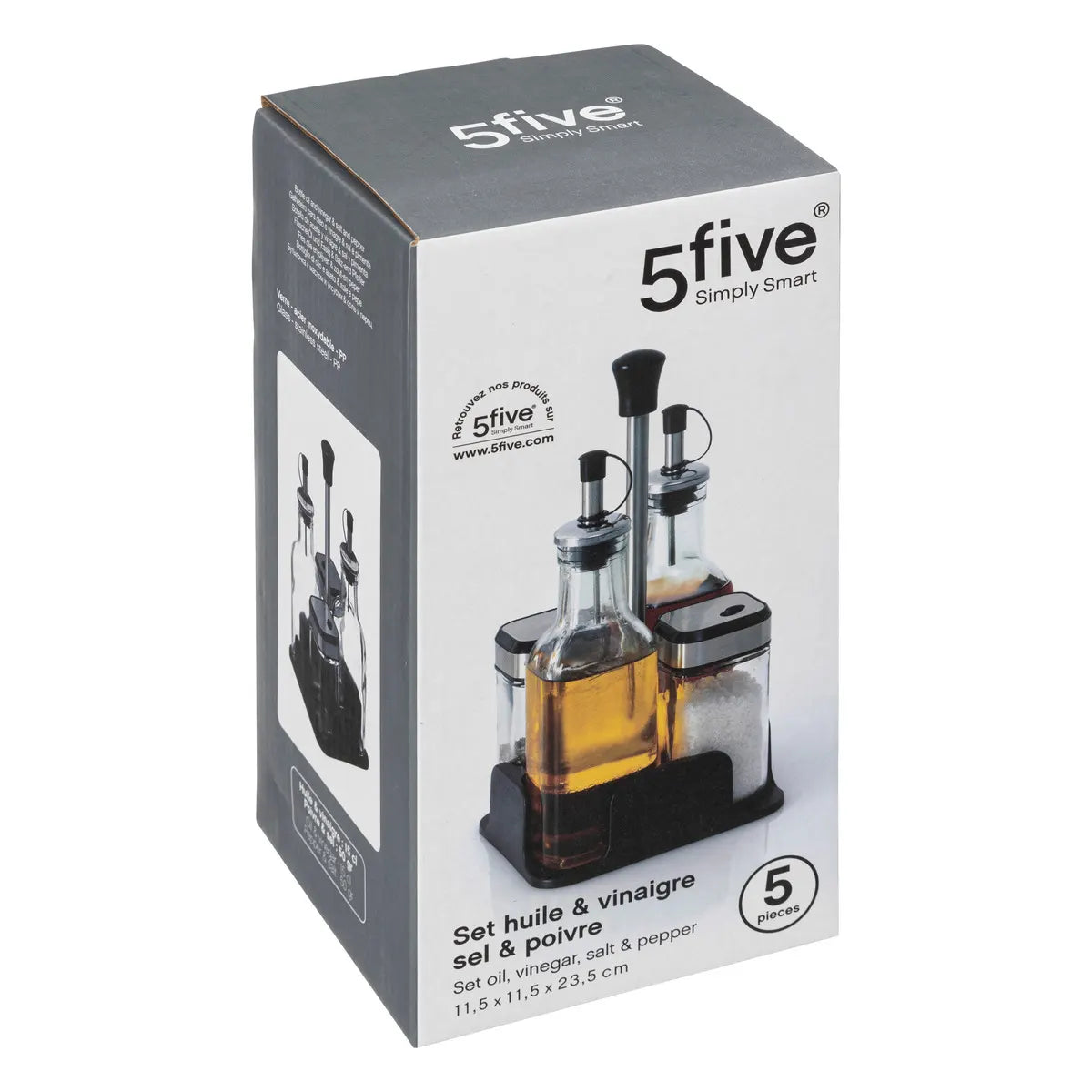 Set Alcuza Vidrio Aceite Vinagre Sal PImienta 5five 1 un – KiosClub