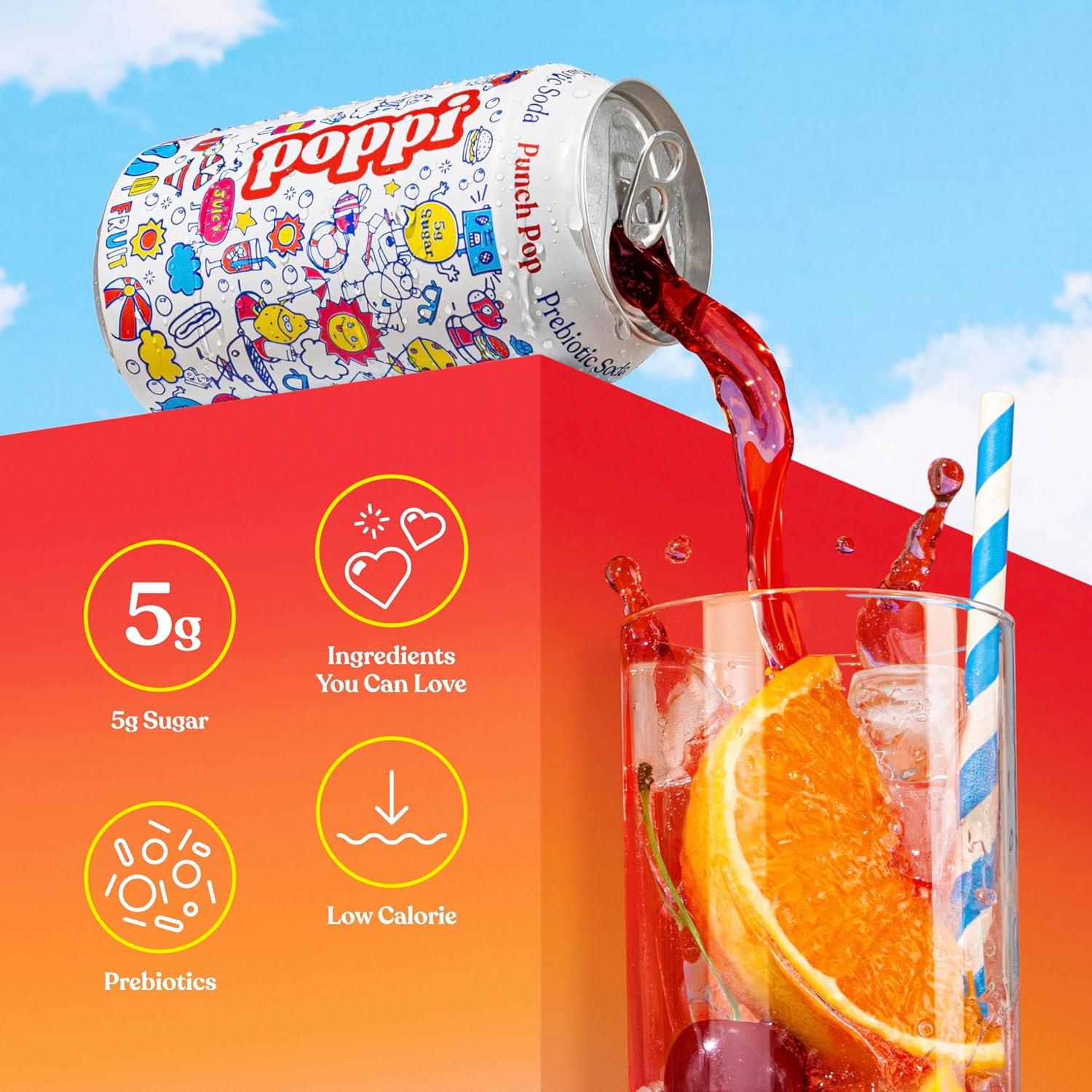 Bebida Prebiotic Punch Pop Lata Poppi 12 x 355 ml – KiosClub