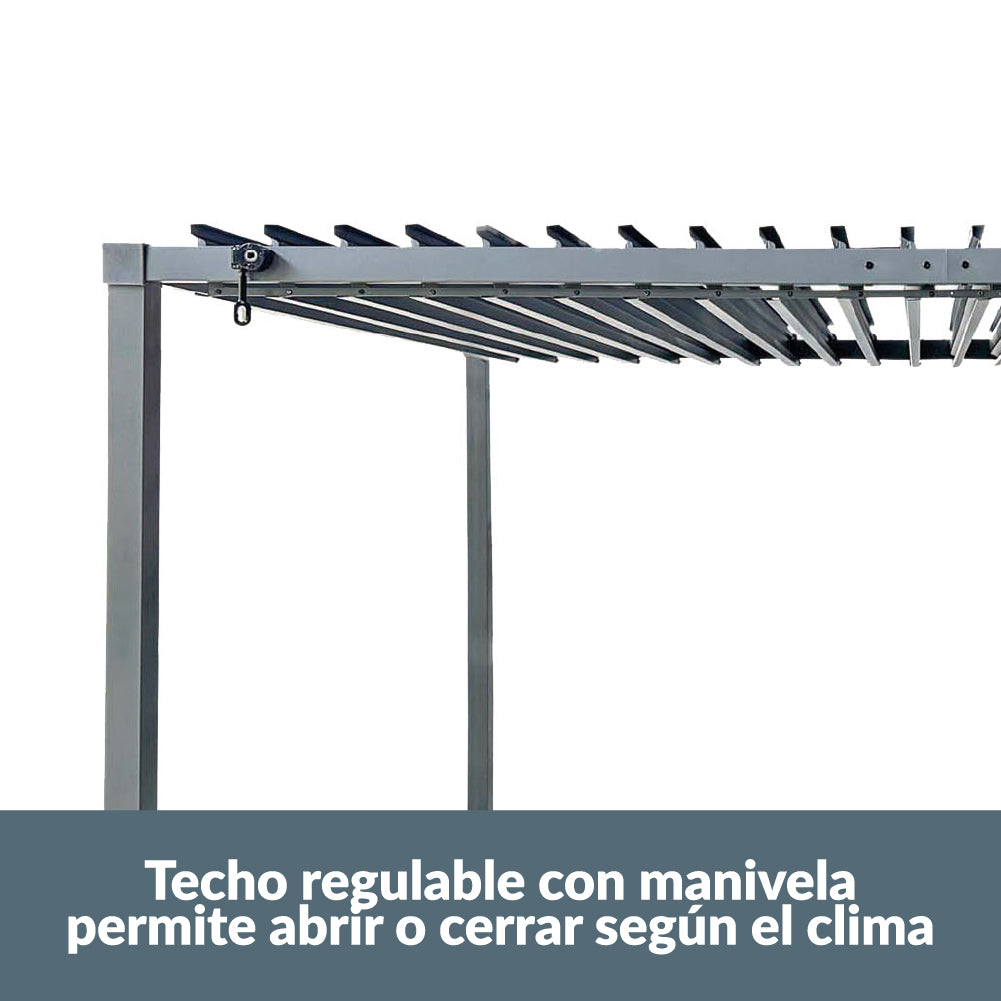 Pérgola Bioclimática 3 x 4 m Acero Techo Ajustable Solara Canberra 1 u ...